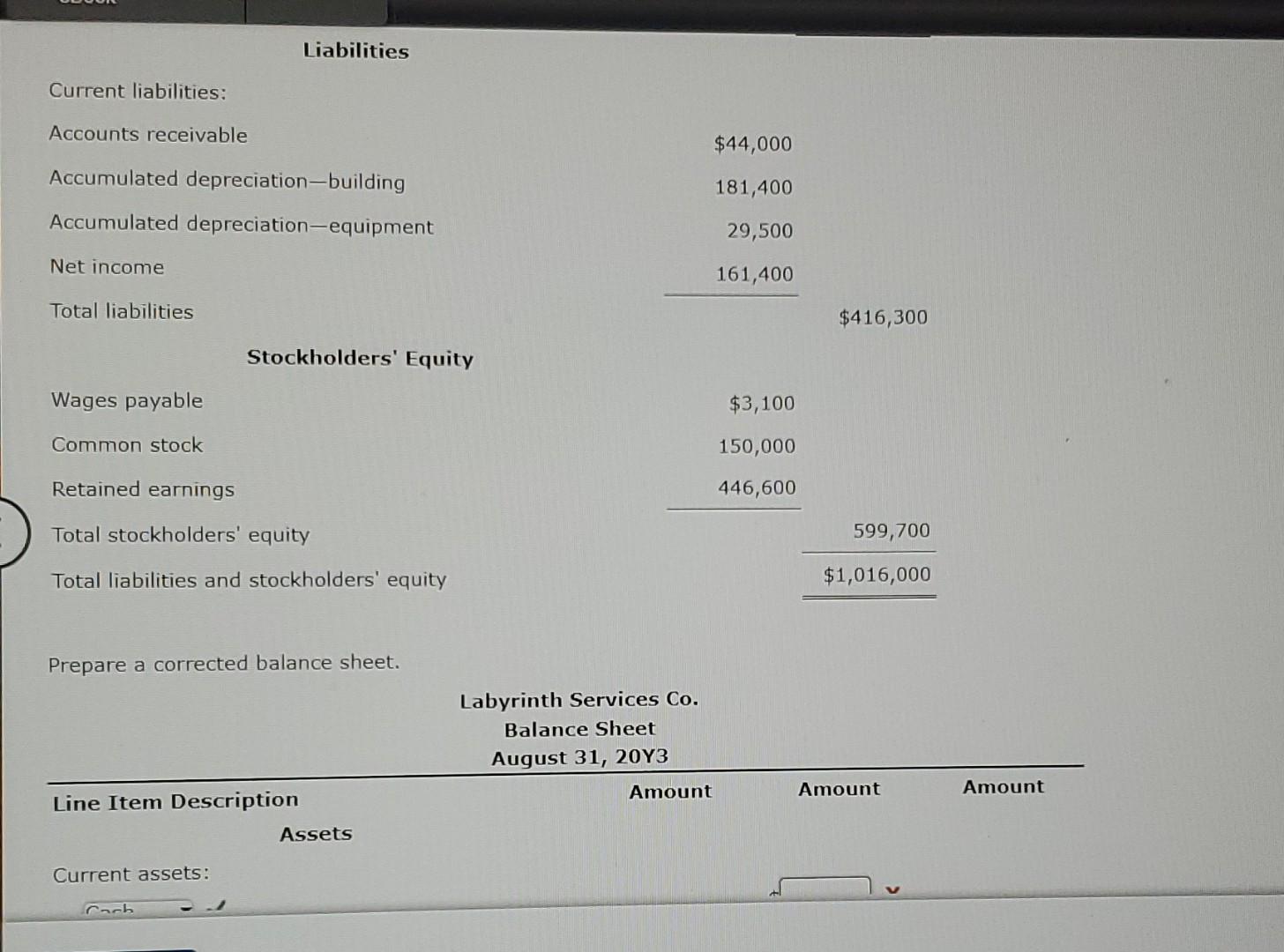 Solved Liabilities Current liabilities: Accounts receivable | Chegg.com