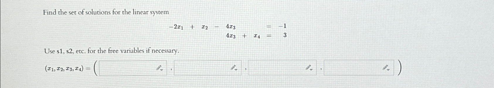 Solved Find the set of solutions for the linear | Chegg.com