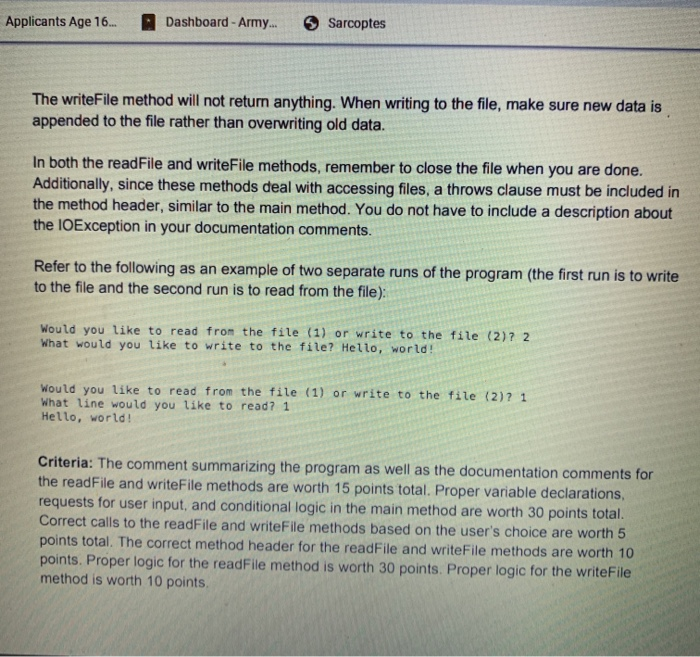 Solved How do solve Lab Assignment #8 File Method using java | Chegg.com
