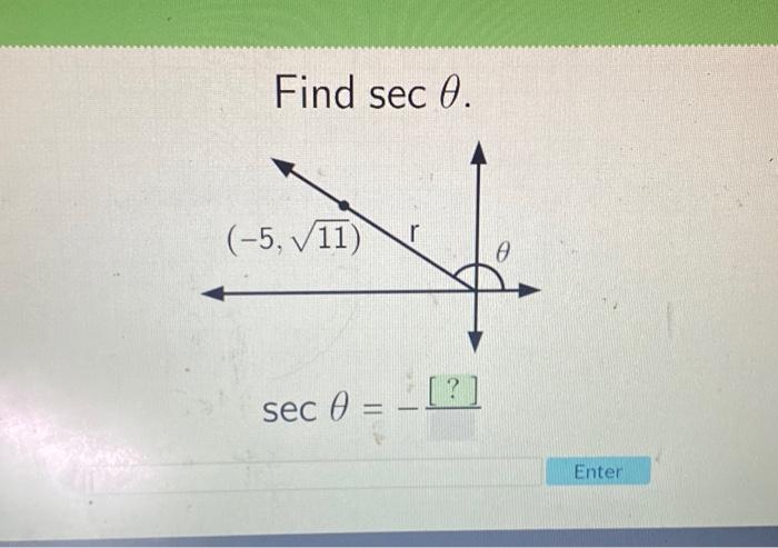 Solved Find secθ. secθ=− | Chegg.com