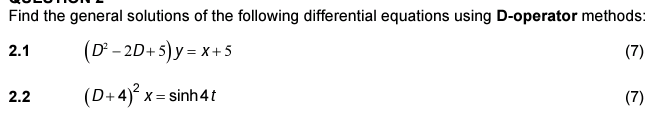 Solved Find the general solutions of the following | Chegg.com