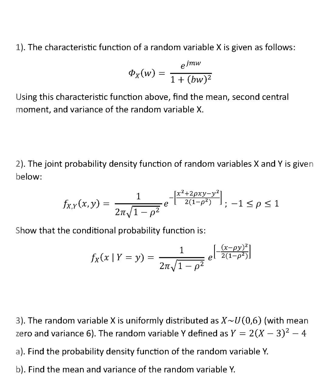 1 The Characteristic Function Of A Random Variable 