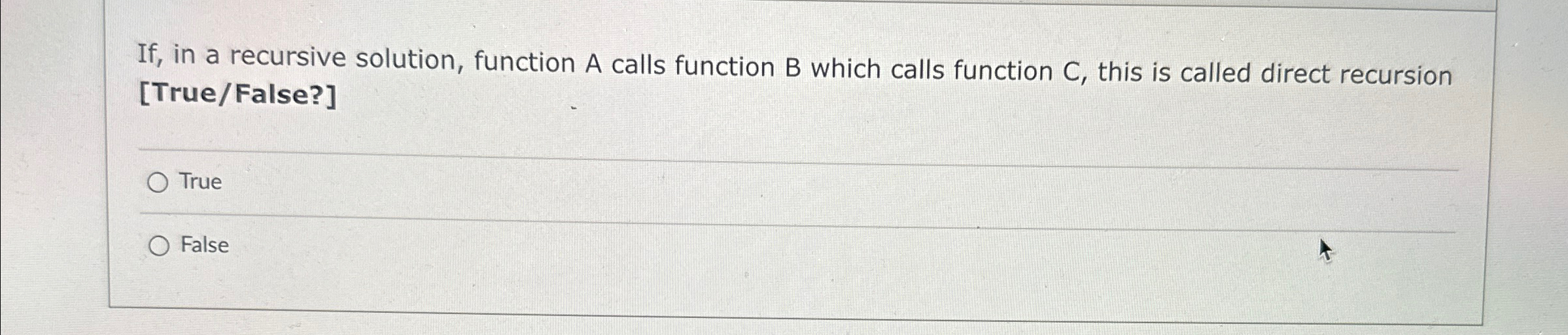 Solved If, ﻿in a recursive solution, function A calls | Chegg.com