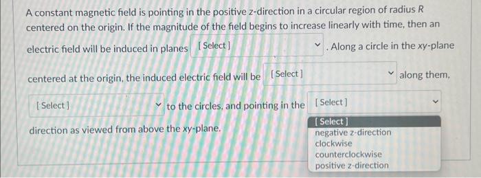 Solved A constant magnetic field is pointing in the positive | Chegg.com
