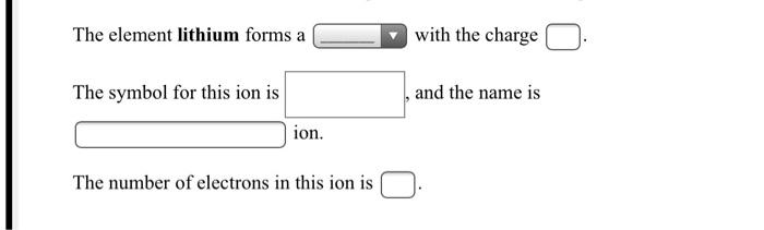 Solved The element lithium forms a with the charge The | Chegg.com