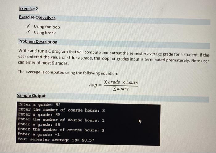Solved Exercise 2 Exercise Objectives Using for loop | Chegg.com