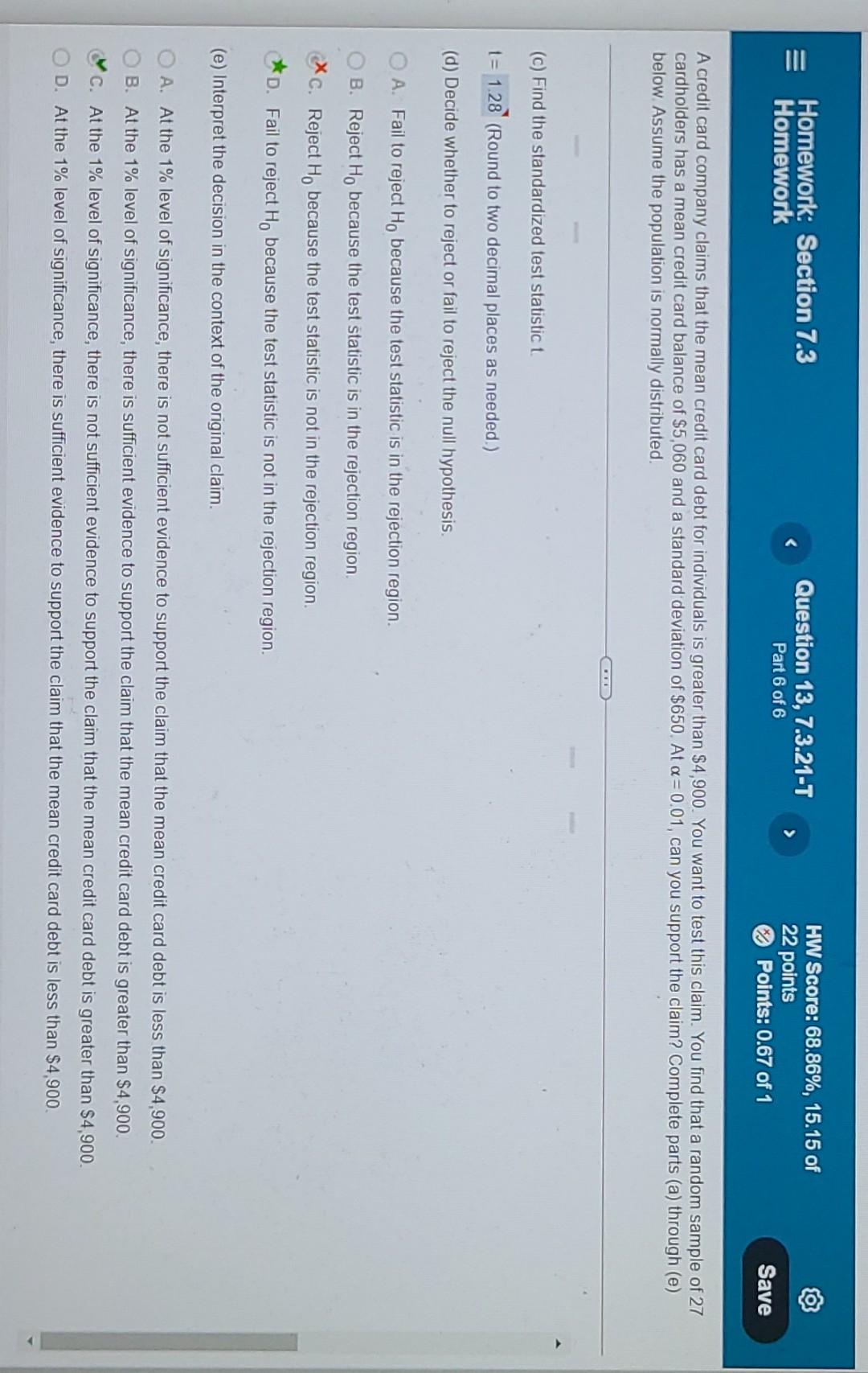 Solved Homework Section 7 3 Homework Question 17 7 3 27 T