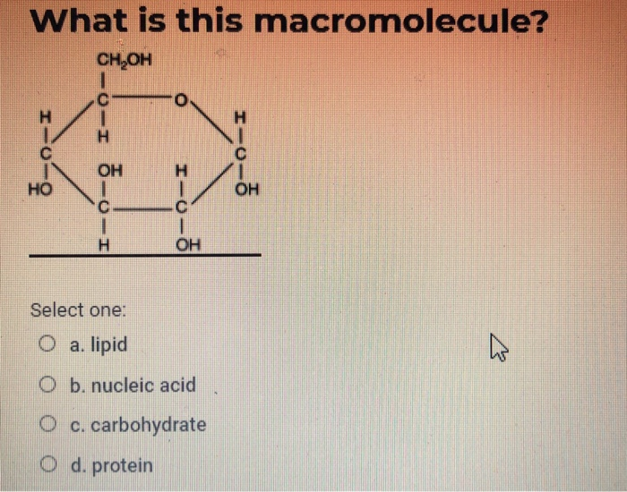 Solved What is this macromolecule? CH2OH 0-1 H I-0-9 I-0-5 | Chegg.com