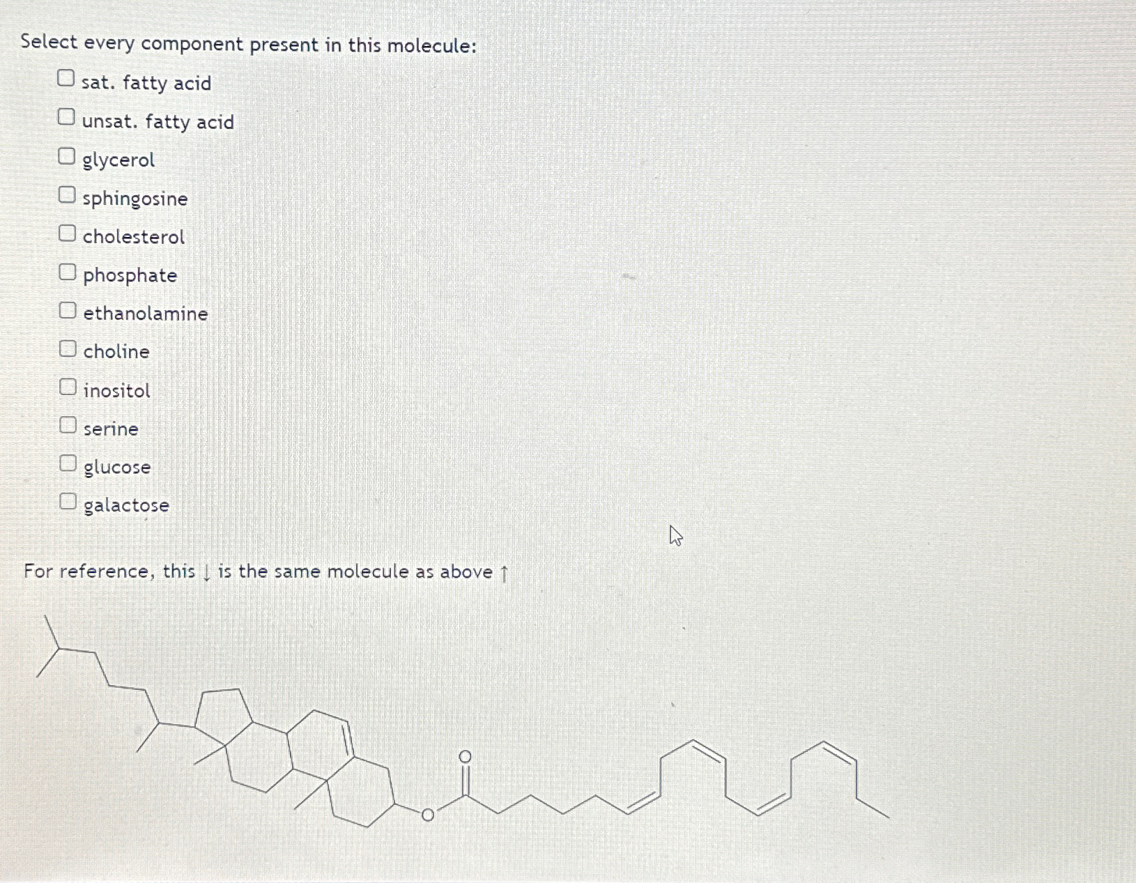 Select every component present in this molecule:sat. | Chegg.com