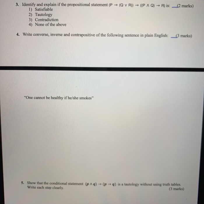 Solved 3 Identify And Explain If The Propositional