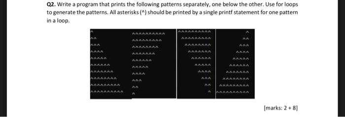 Solved Q2. Write a program that prints the following | Chegg.com