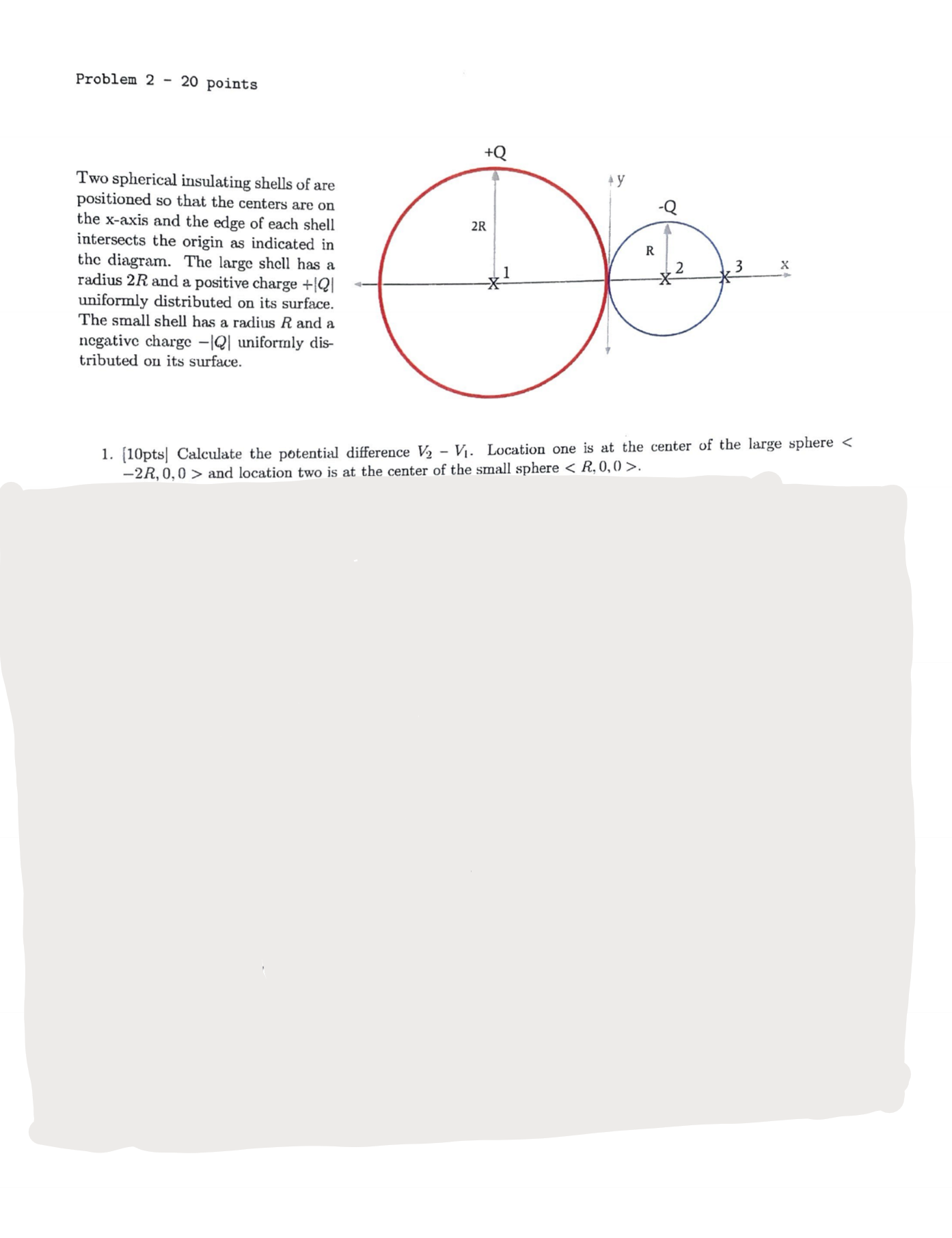 Solved Problem 2-20 ﻿pointsTwo spherical insulating shells | Chegg.com