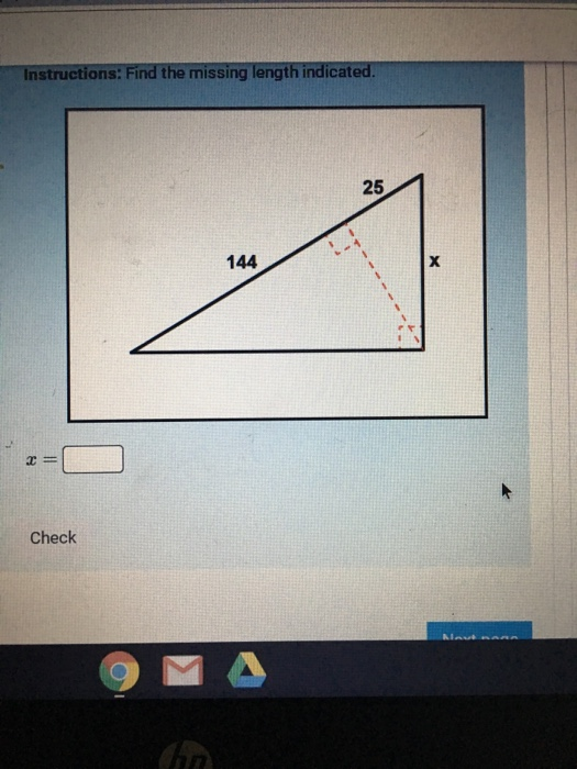 Solved Instructions: Find the missing length indicated. 144 | Chegg.com