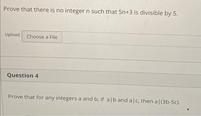 Solved Prove that there is no integer n such that 5n+3 is | Chegg.com