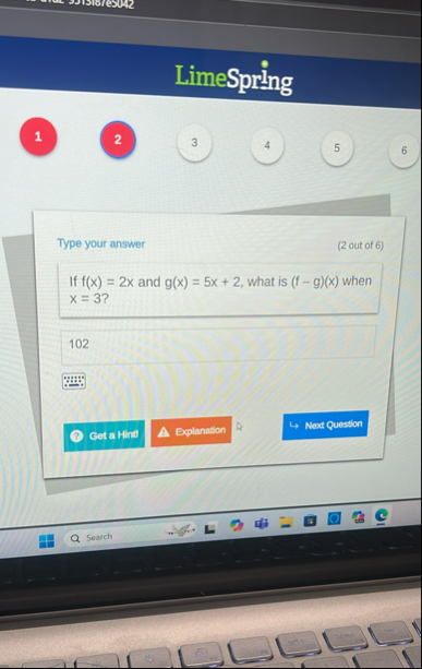 Solved LimeSpring12356Type your answer(2 ﻿out of 6)If | Chegg.com
