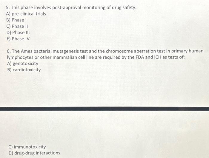 Solved 5. This phase involves post-approval monitoring of | Chegg.com