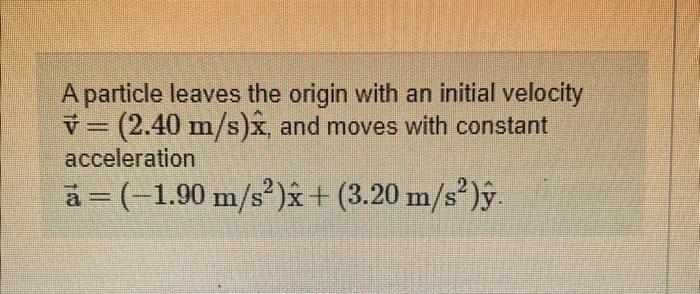 Solved A particle leaves the origin with an initial velocity | Chegg.com