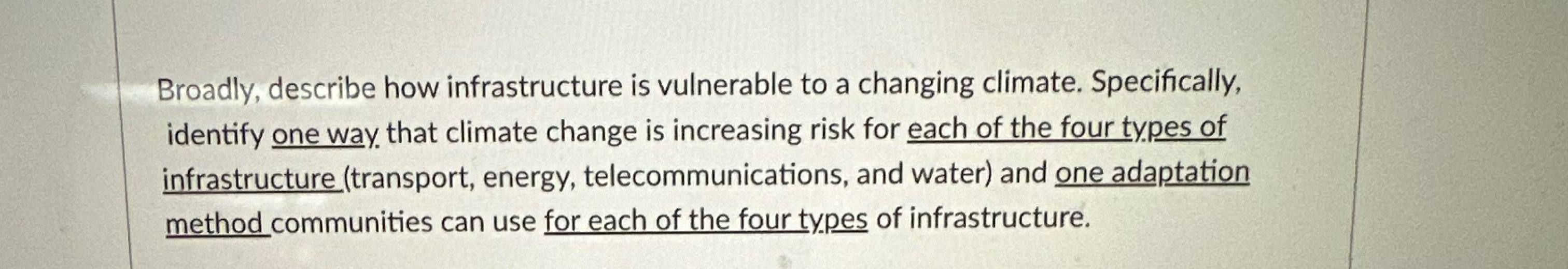 Solved Broadly, describe how infrastructure is vulnerable to | Chegg.com