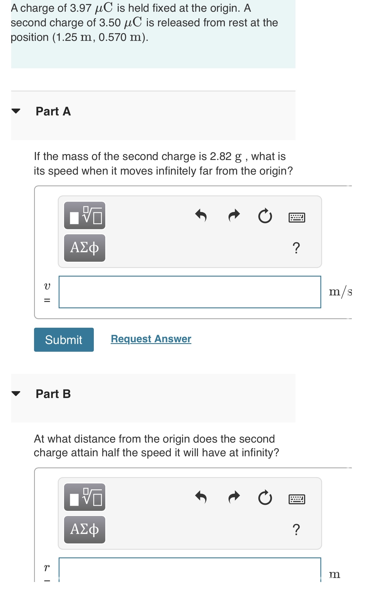 Solved A charge of 3.97μC ﻿is held fixed at the origin. A | Chegg.com