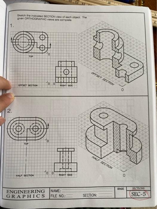 Solved Sketch the HORIZONTAL VIEW as an OFFSET SECTION, Draw | Chegg.com