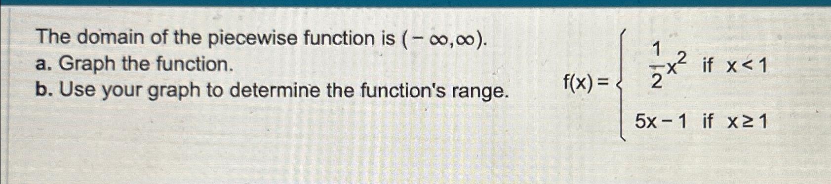 Solved The domain of the piecewise function is (-∞,∞).a. | Chegg.com