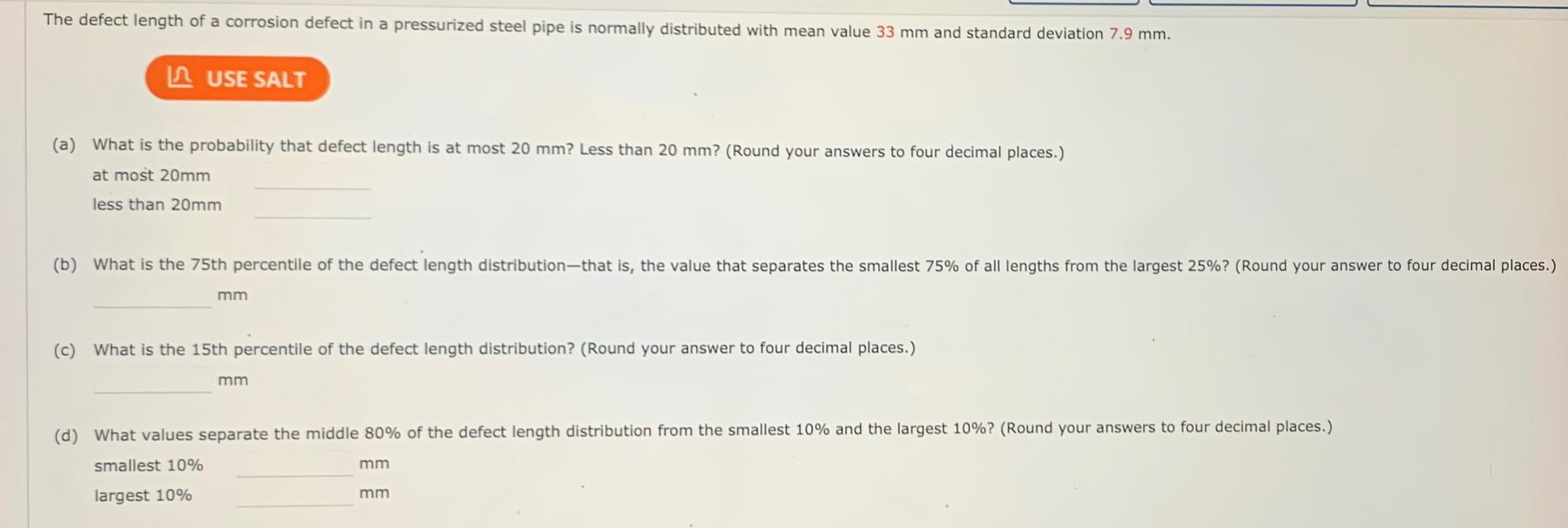 Solved The defect length of a corrosion defect in a | Chegg.com