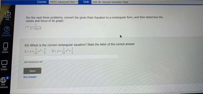 Solved Course: MATH Advanced Math Unit: Unit 10: Second | Chegg.com Solved Course: MATH Advanced Math Unit: Unit 10: Second | Chegg.com