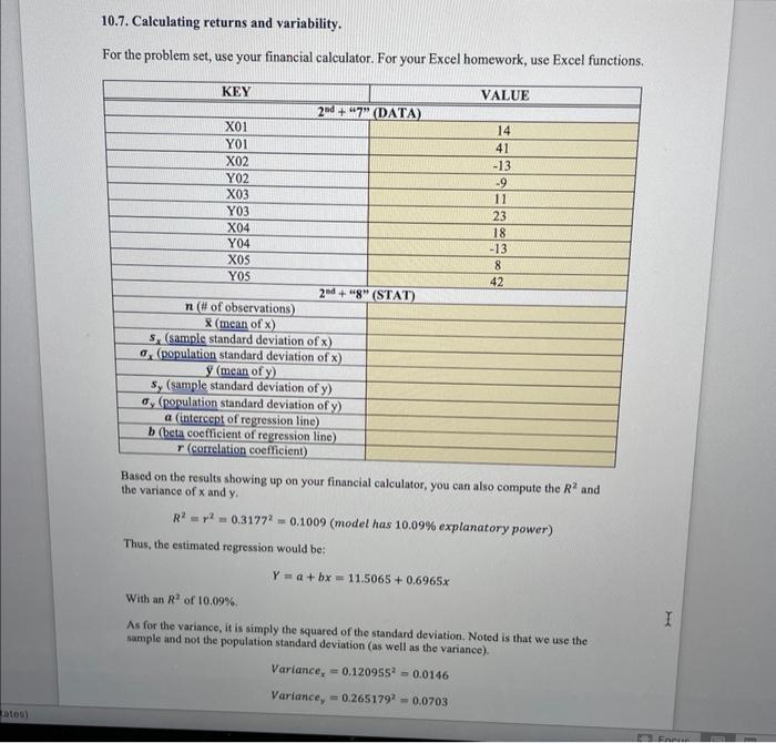 Solved 107 Calculating Returns And Variability For The 