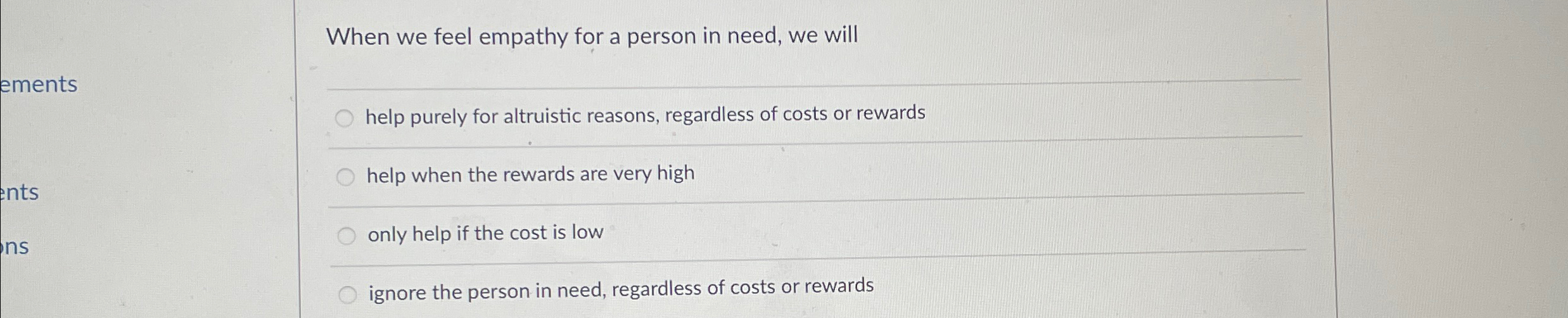 Solved When we feel empathy for a person in need, we | Chegg.com