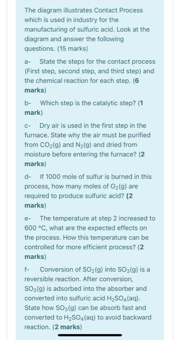 Solved The diagram illustrates Contact Process which is used | Chegg.com