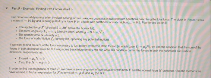Part F Example Finding Two Forces Part I Two 