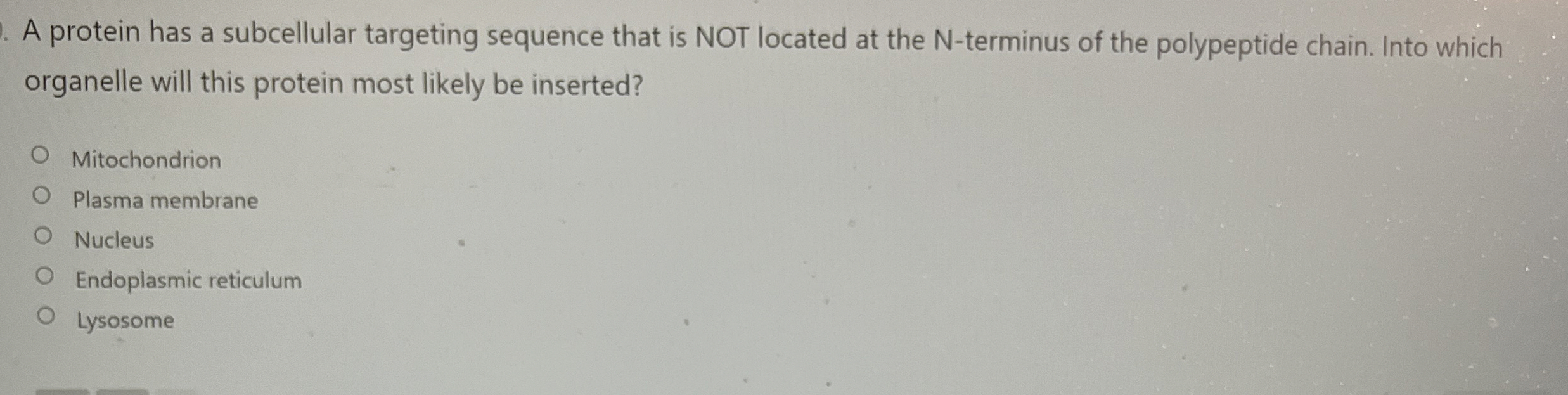 Solved A protein has a subcellular targeting sequence that | Chegg.com