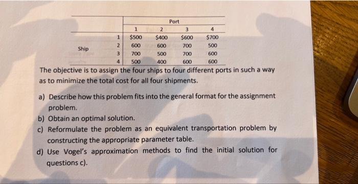 Solved c. Use the transportation simplex to find an optimal | Chegg.com