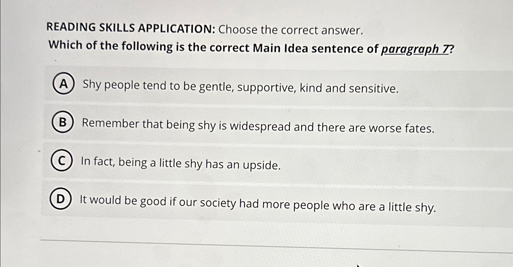 Solved READING SKILLS APPLICATION: Choose the correct | Chegg.com