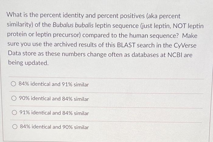 Solved What is the percent identity and percent positives | Chegg.com