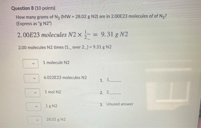 Solved Question 8 (10 points) How many grams of N2 (MW = | Chegg.com