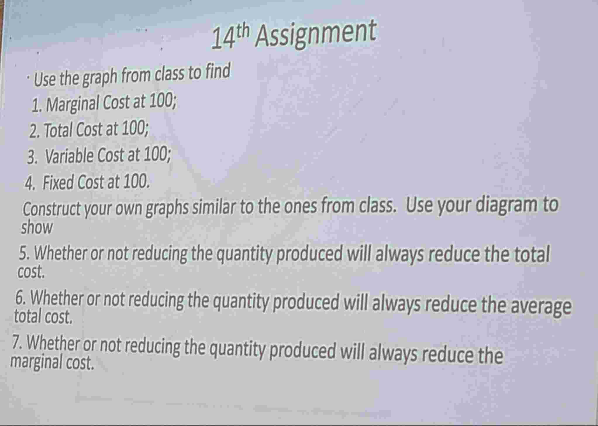 Assignment 14 ﻿Use the graph to ﻿find Marginal Cost | Chegg.com