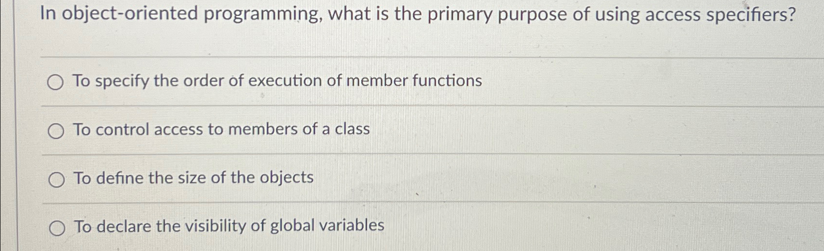 Solved In object-oriented programming, what is the primary | Chegg.com