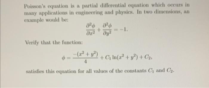 Solved Poisson's cquation is a partial differential equation | Chegg.com