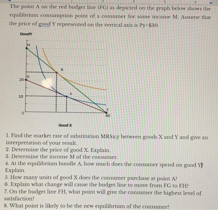 Solved The point A on the red budget line (FG) as depicted | Chegg.com