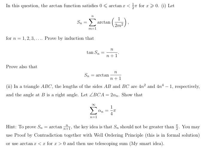 Solved In this question, the arctan function satisfies | Chegg.com
