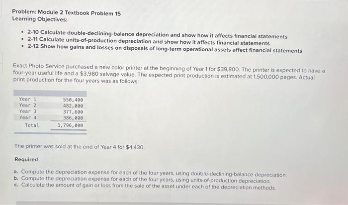 Solved Problem: Module 2 Textbook Problem 15 Learning | Chegg.com