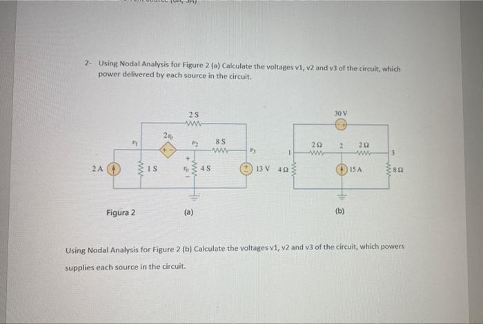 Solved 2. Using Nodal Analysis for Figure 2 (a) Calculate | Chegg.com
