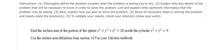 Solved instructions: (1) Thoroughly define the problem | Chegg.com Solved instructions: (1) Thoroughly define the problem | Chegg.com