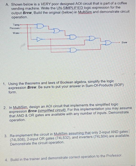 Solved A. Shown below is a VERY poor designed AOI circuit | Chegg.com
