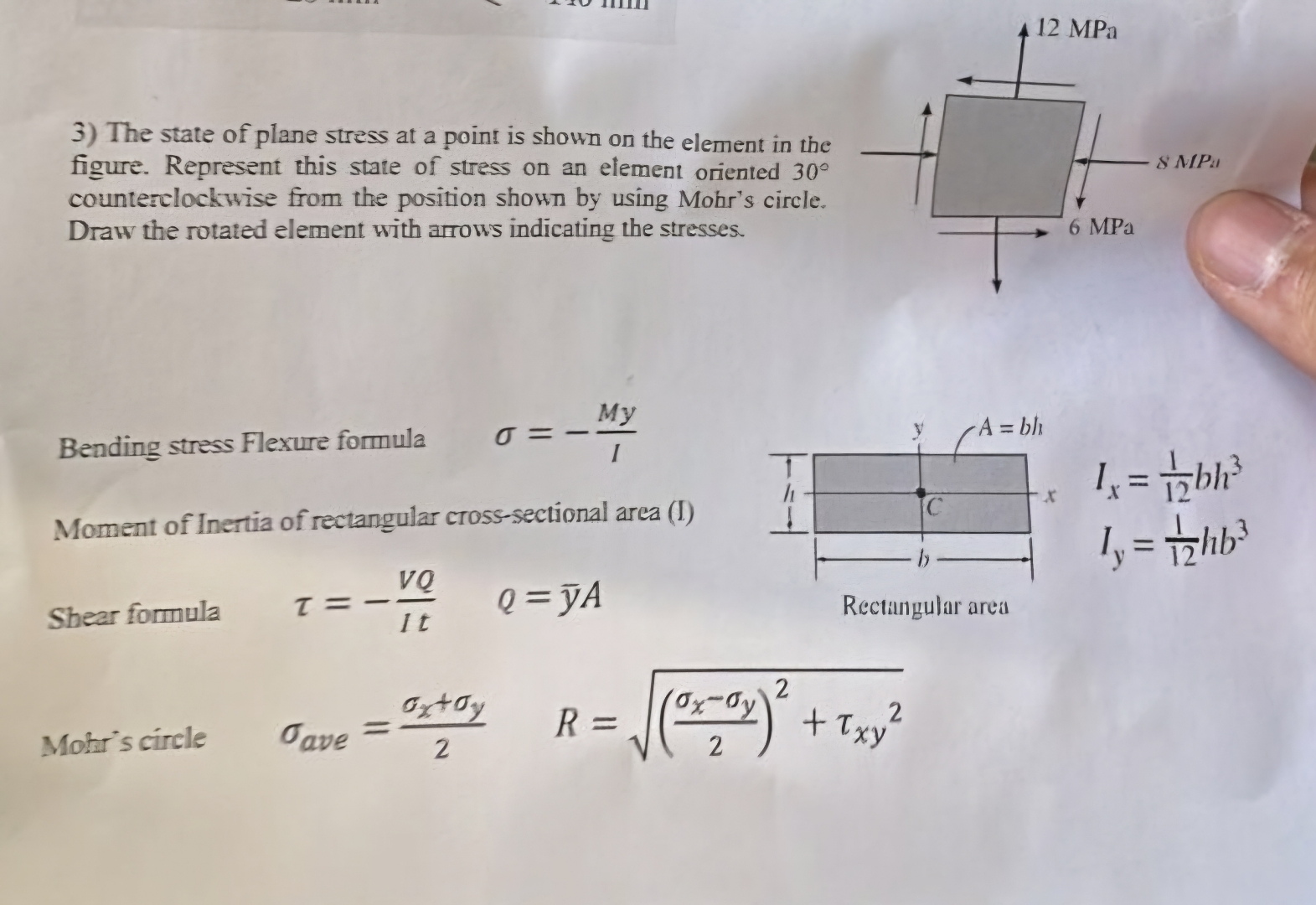 Solved The state of plane stress at a point is shown on the | Chegg.com