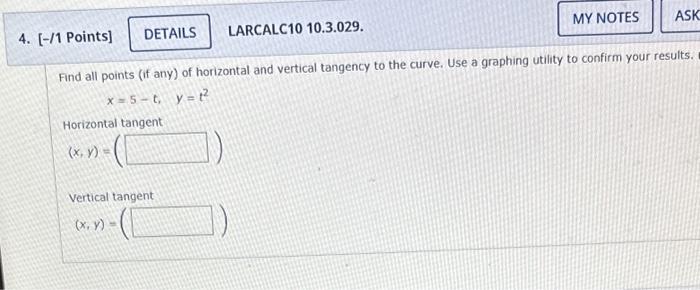 Find all points (if any) of horizontal and vertical | Chegg.com