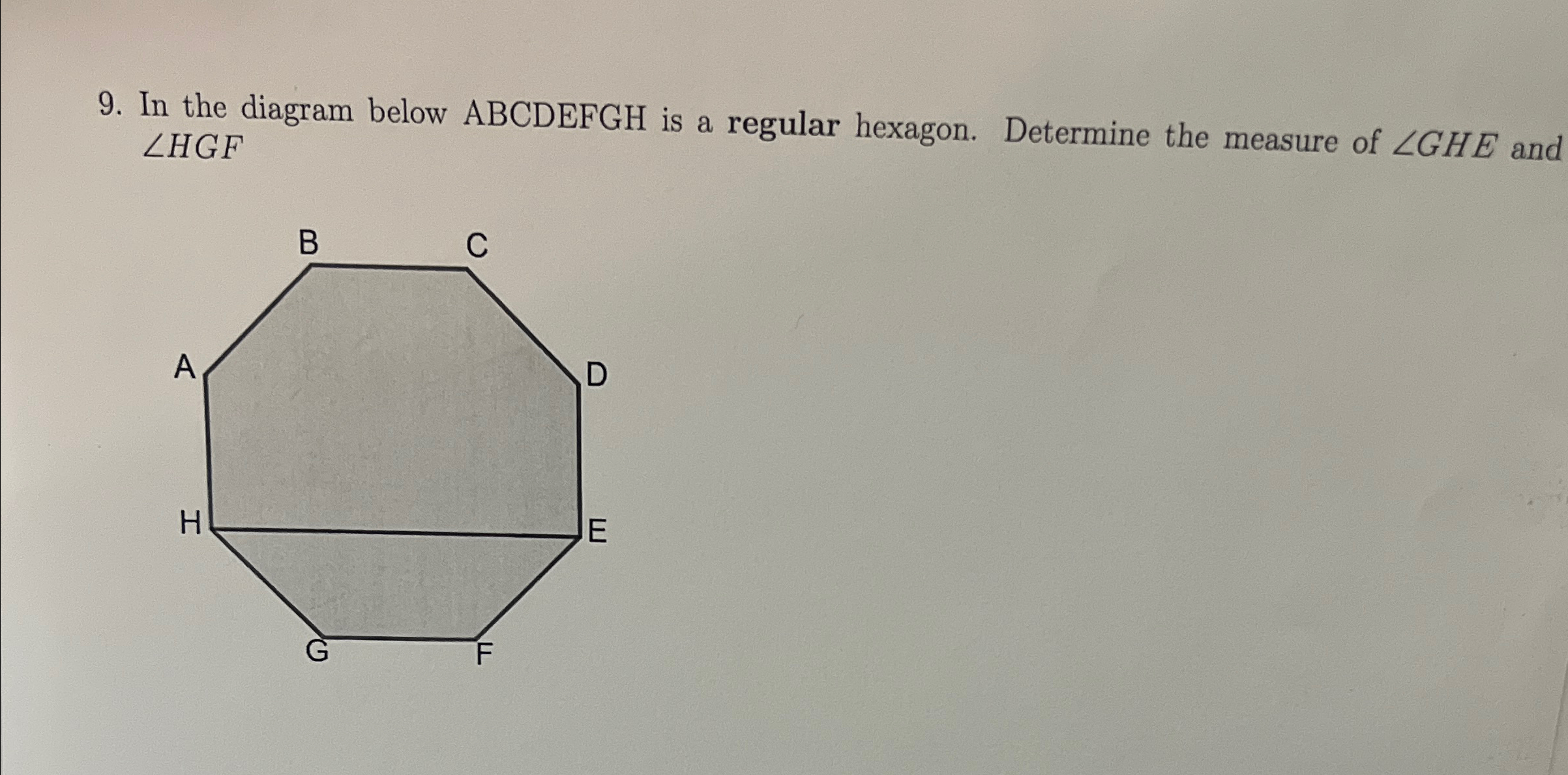 In the diagram below ABCDEFGH is a regular hexagon. | Chegg.com