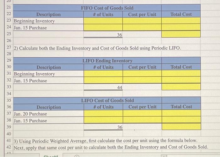Solved A B C D2) Calculate both the Ending Inventory and | Chegg.com