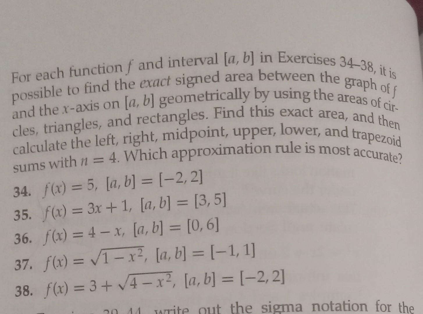 Solved For each function f and interval [a,b] in Exercises | Chegg.com